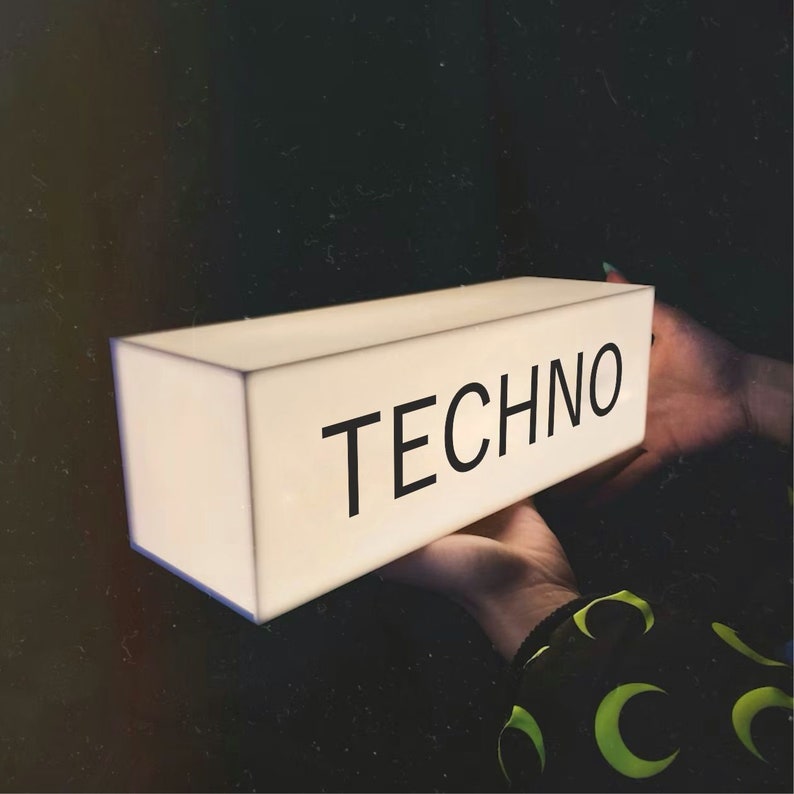 Techno Sign | Small Table and Wall Lamp | USB Powered Light Sign - Etsy