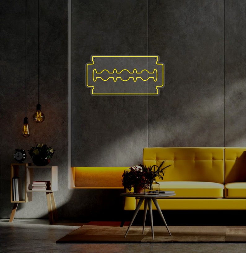 Razor LED Neon Sign Barbershop Decor Razor Blade Wall Art - Etsy