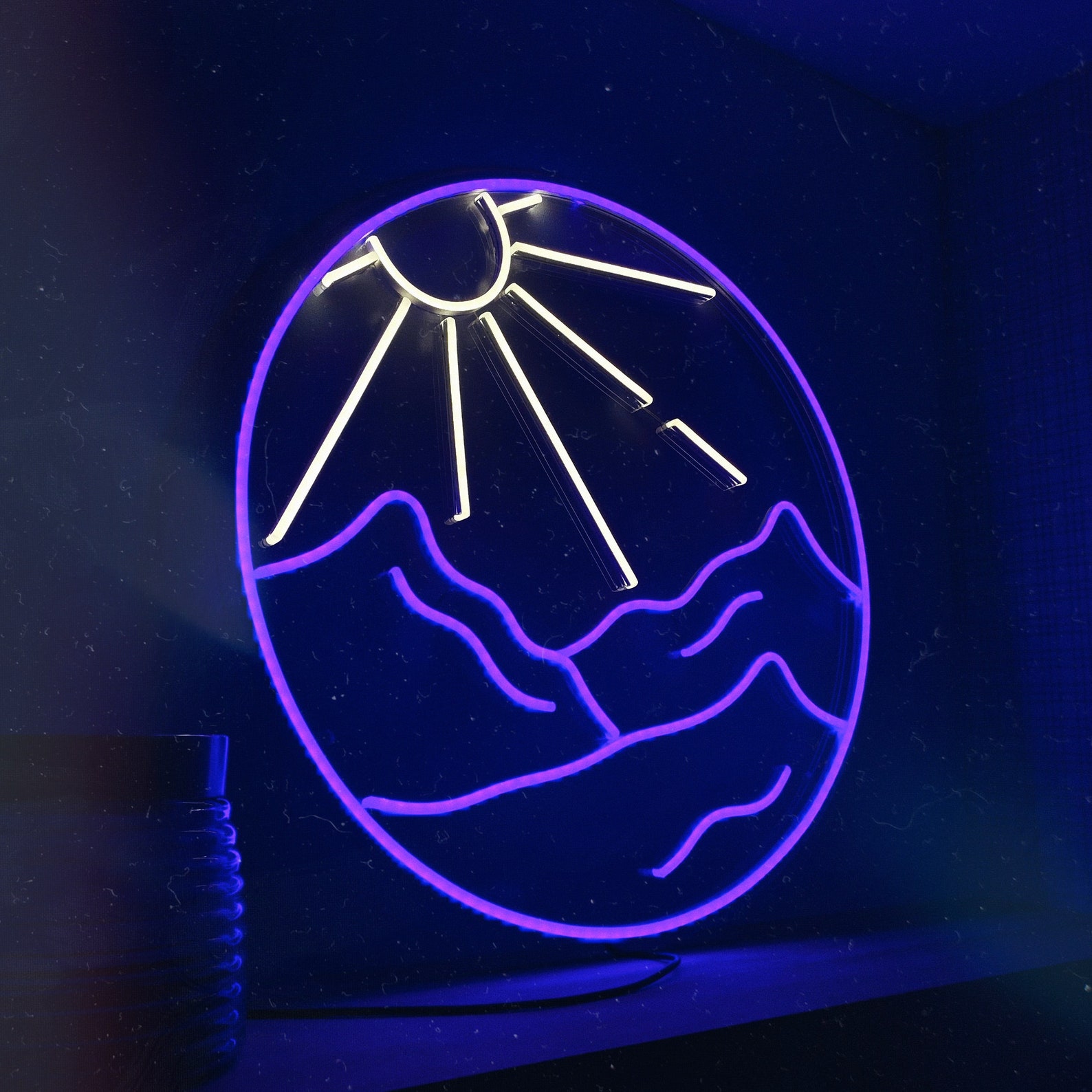 Mountain LED Neon Sign | Customize Large Sunset Acrylic Wall Art ...