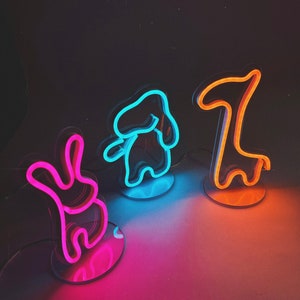 Cute Bunny LED Neon Sign for Bright Nursery Decor | Rabbit Table Lamp ...