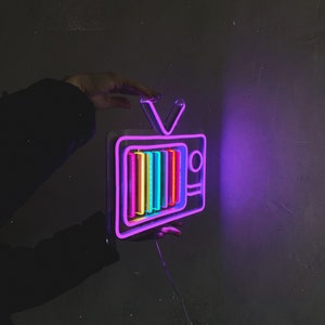 Retro TV Led Neon Sign - Vintage Old TV Set With TV Interference No ...
