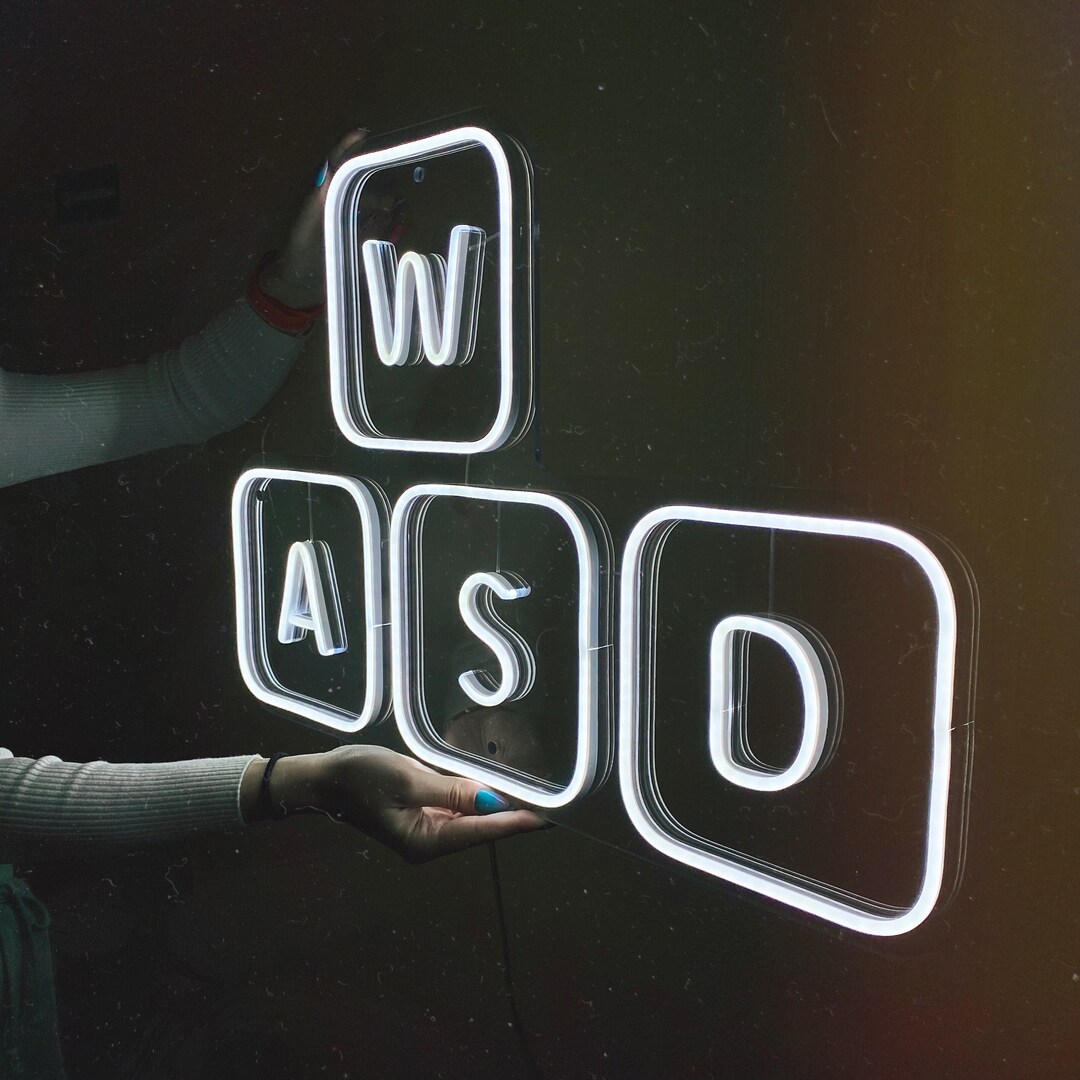WASD LED Neon Sign, Decor for Game Room, Man Cave Sign, Streamer Room ...