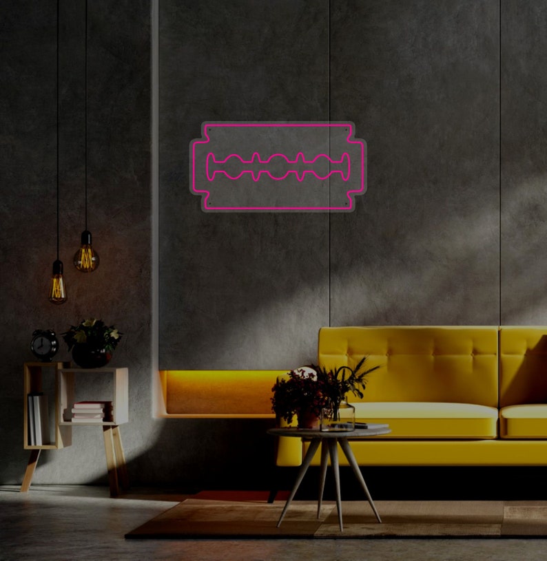 Razor LED Neon Sign Barbershop Decor Razor Blade Wall Art - Etsy