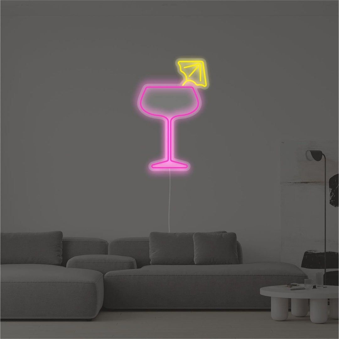 Cocktail Glass LED Neon Sign | Home Bar Wall Decor | Cocktail Bar Sign ...