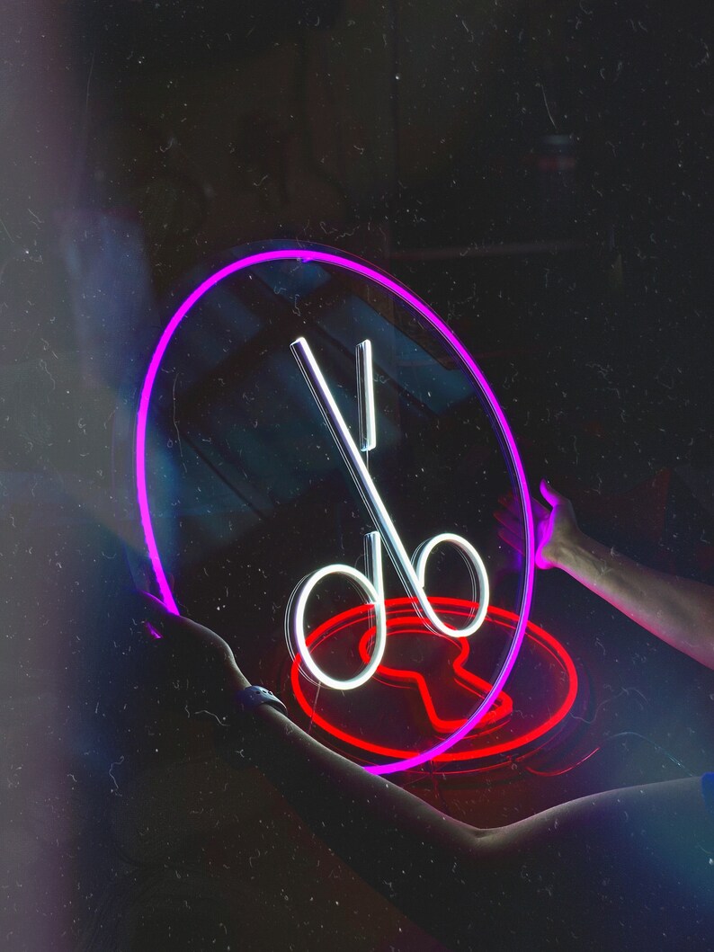Scissors LED Neon Sign - Beautiful Salon Decor for Hairdresser Business ...