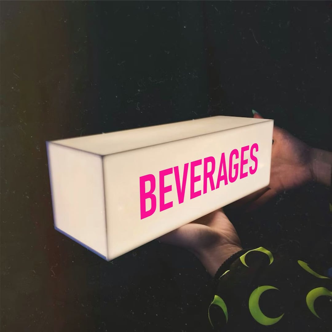 Beverages Sign | Acrylic Table and Wall Light Box | USB Powered Light ...