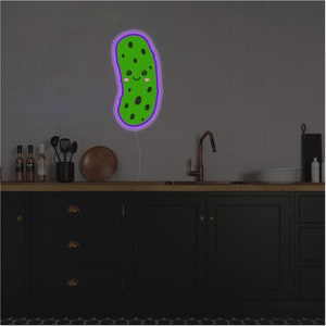 Cute Pickle Baller LED Neon Sign | Funny Cucumber Wall Art | Food Wall ...