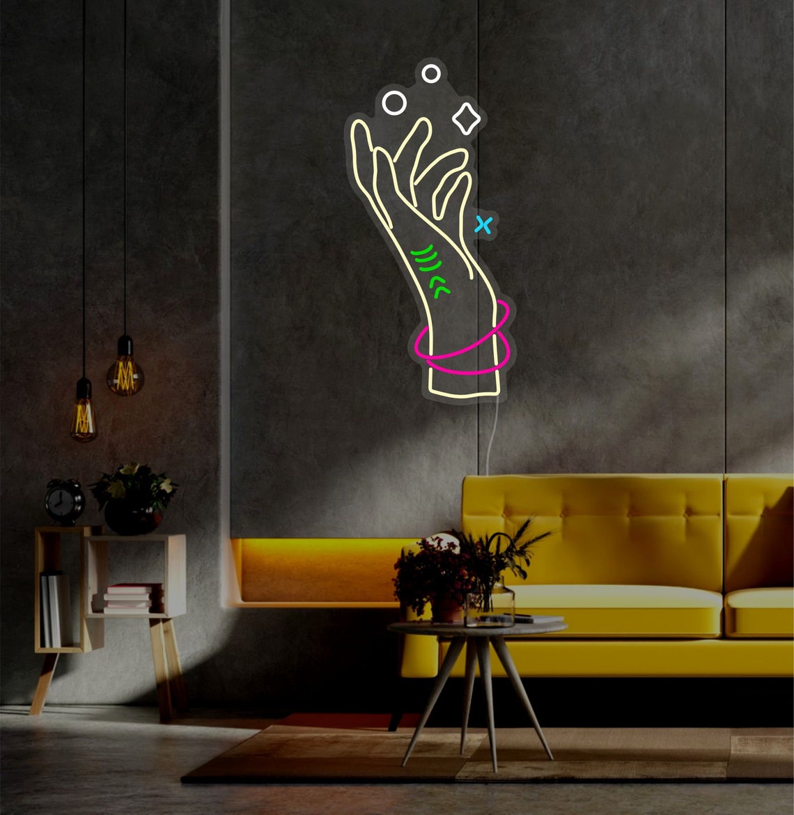 Hand LED Neon Sign Witchy Home Decor Spiritual Artwork Cute - Etsy