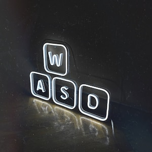 WASD LED Neon Sign, Decor for Game Room, Man Cave Sign, Streamer Room ...