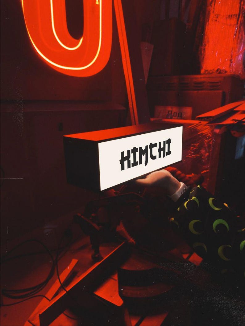 KIMCHI LED Light Box | Korean Kitchen Sign | Spicy Food Desk Lamp ...