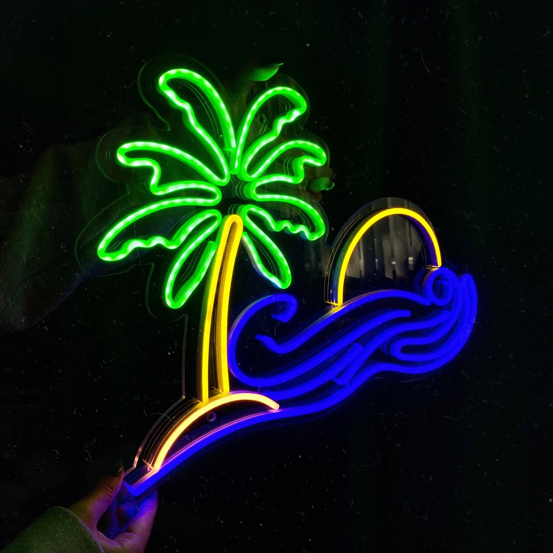 Beach Sunset LED Neon Sign Palm and Waves Tropical Decor - Etsy