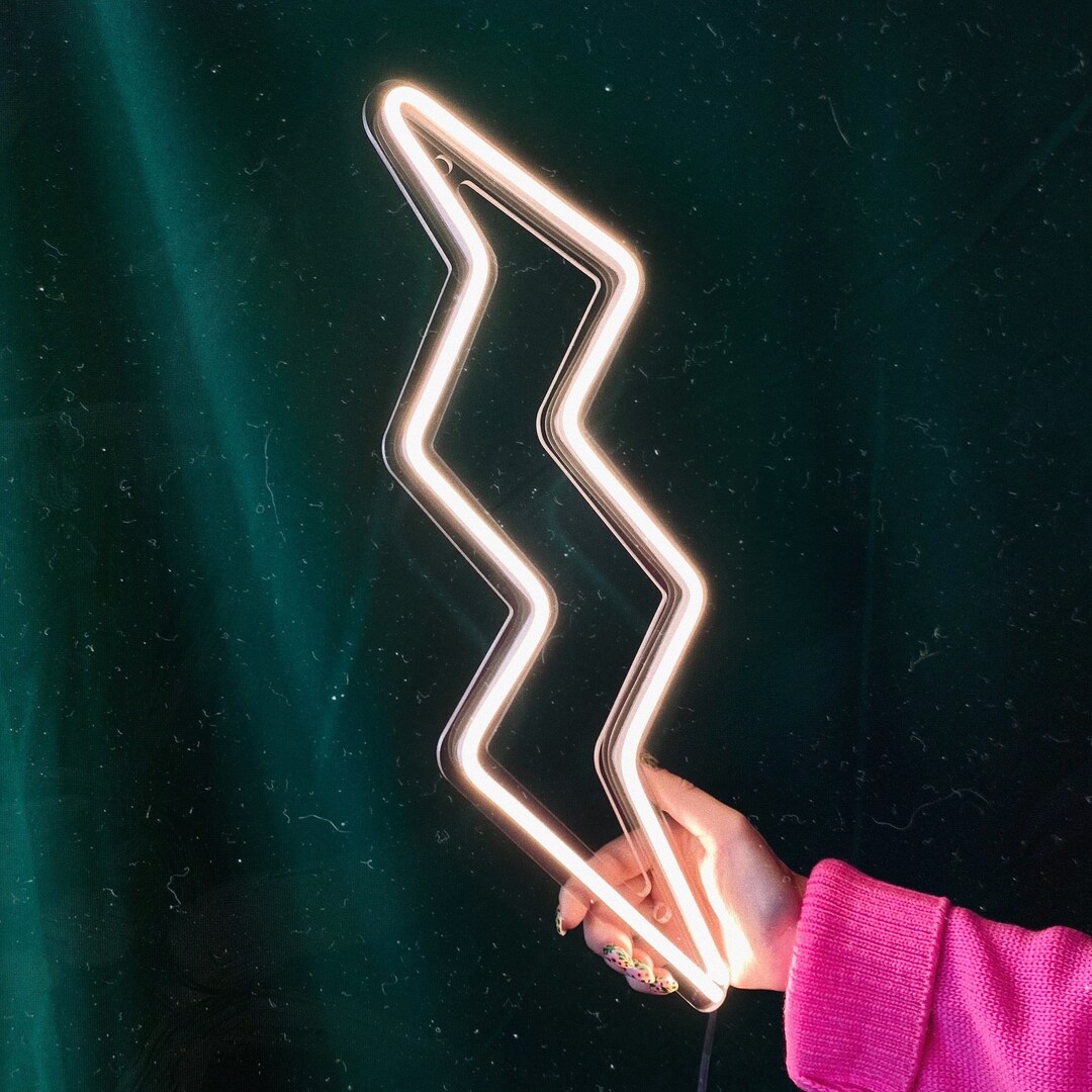 Kids Bedroom Lightning Bolt Neon Sign - Colorful Night Light - Custom ...