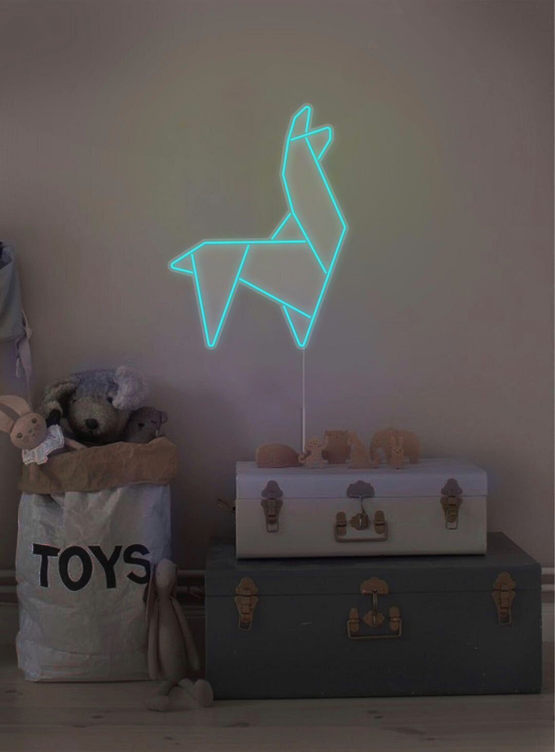 Cute Alpaca LED Neon Sign | Origami Wall Art, Bedroom Decor Teens ...