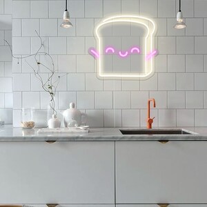 Cute Toast LED Neon Sign Kawaii Breakfast Gift Kids Room, Kitchen Decor ...