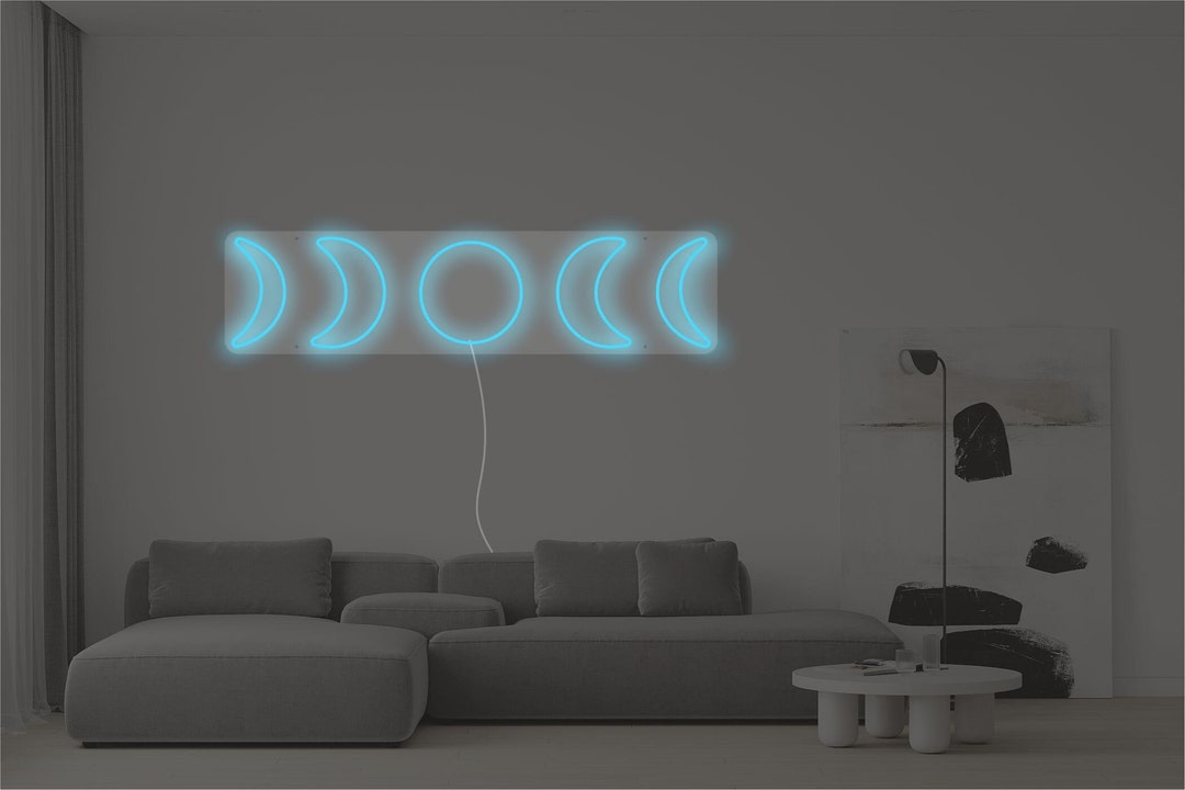 Moon Phase Led Neon Sign | Lunar Moon Wall Decor for Home | Boho Wall ...