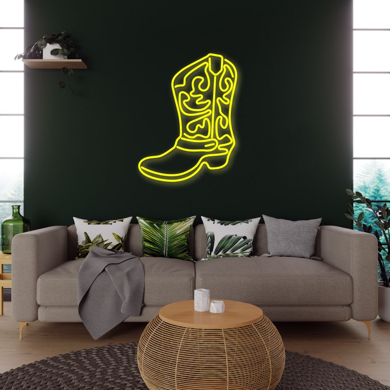 Cowboy Boot LED Neon Sign Cowgirl Boots Wall Art Western - Etsy
