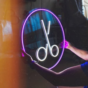 Scissors LED Neon Sign - Beautiful Salon Decor for Hairdresser Business ...