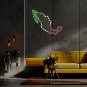 Mexico Map Outline Led Neon Sign Map for Home Decor Personalised Size ...