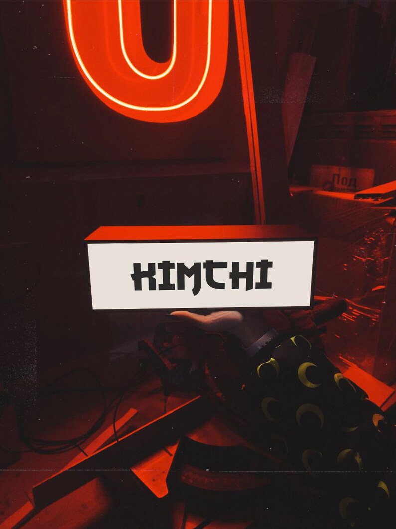 KIMCHI LED Light Box | Korean Kitchen Sign | Spicy Food Desk Lamp ...