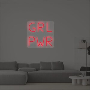 Girl Power LED Neon Sign | GRL PWR Wall Decor - Personalised Size and ...