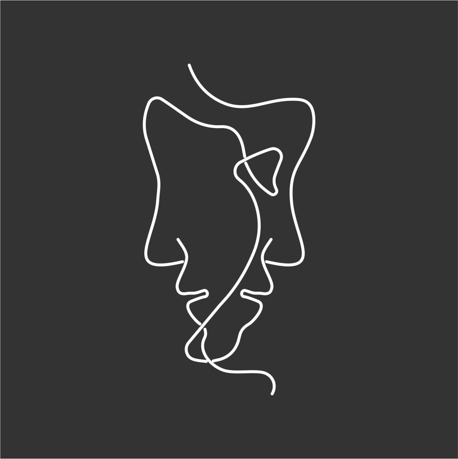 Two Faces Led Neon Sign Decor for Home One Line Modern Art | Etsy