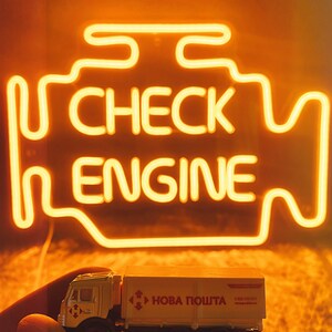 Check Engine LED Neon Sign Perfect Automotive Gift for Dad, Mechanic or ...