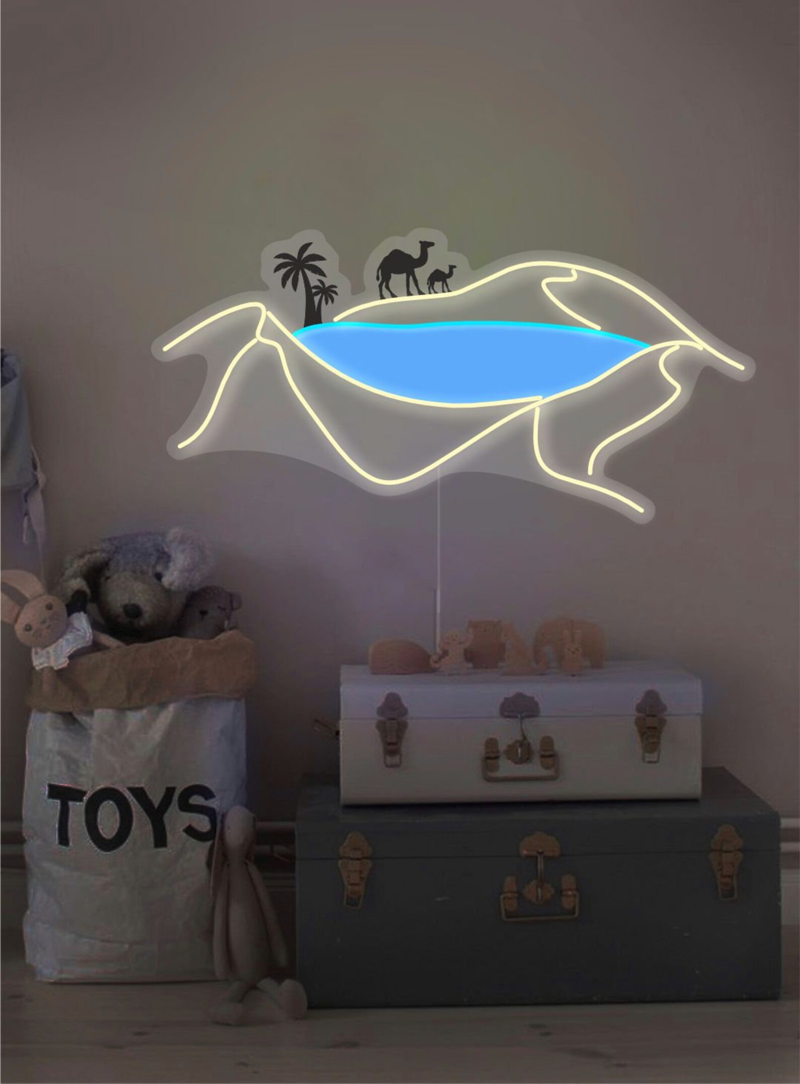 Desert Oasis LED Neon Sign | Palm and Camel Wall Decor | Nature ...