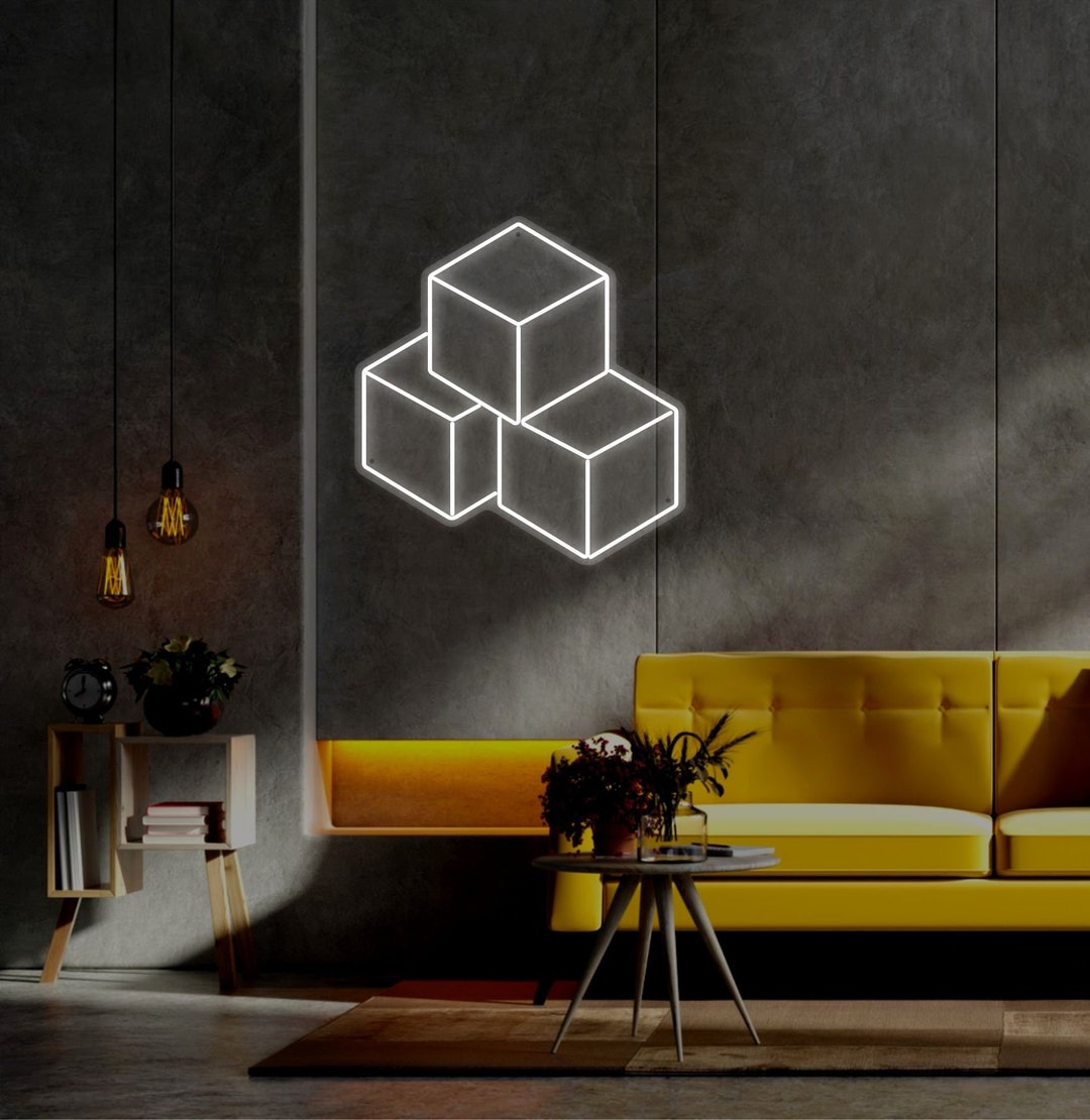 Ice Cubes Led Neon Sign | Abstract Wall Art | Minimalistic Geometric ...