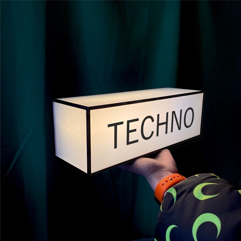Techno Sign | Small Table and Wall Lamp | USB Powered Light Sign - Etsy