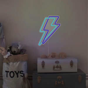 Lightning Bolt LED Neon Sign, Kids Night Light, Thunder Bolt Wall Decor ...