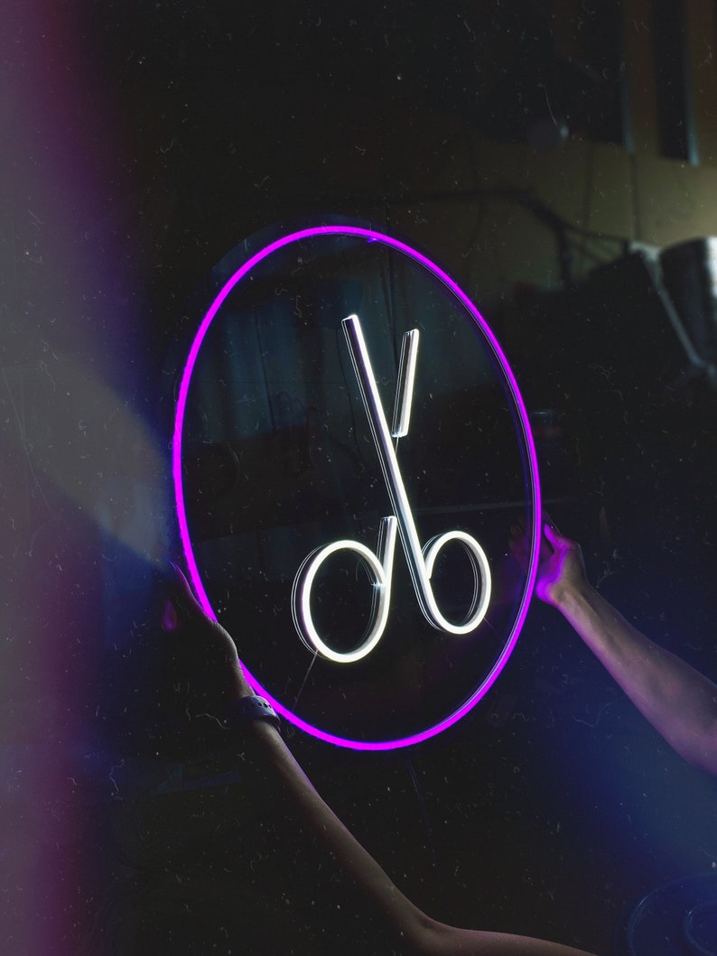 Scissors LED Neon Sign - Beautiful Salon Decor for Hairdresser Business ...