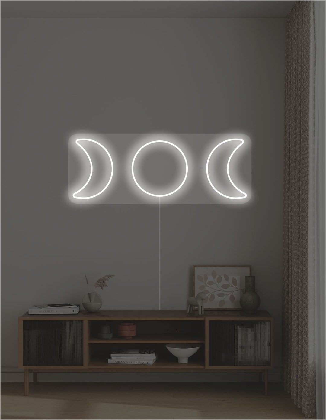 Moon Phase Led Neon Sign | Lunar Moon Wall Decor for Home | Boho Wall ...
