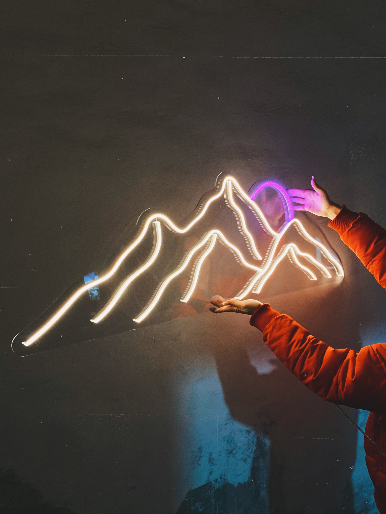 Mountain LED Neon Sign | Customize Large Sunset Acrylic Wall Art ...
