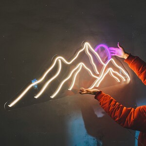 Mountain LED Neon Sign | Customize Large Sunset Acrylic Wall Art ...