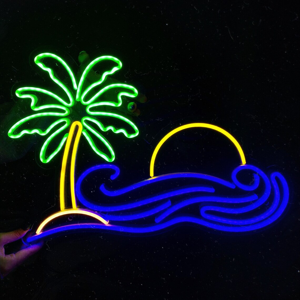 Beach Sunset LED Neon Sign Palm and Waves Tropical Decor - Etsy