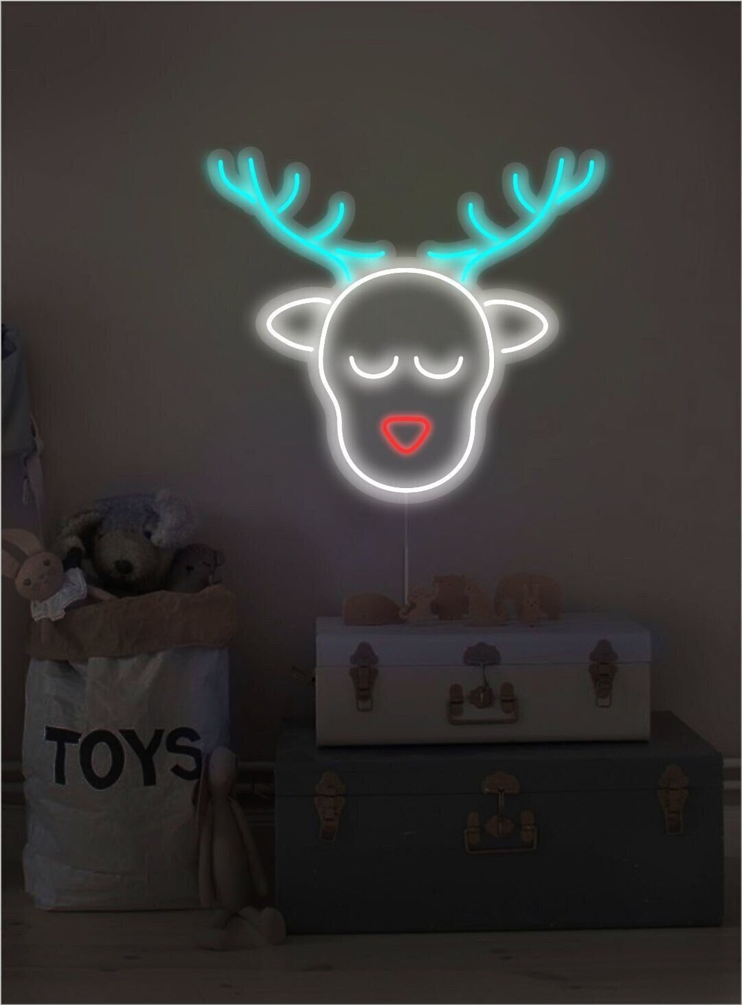 Deer LED Neon Sign, Christmas Reindeer, Winter Holidays Decorations ...