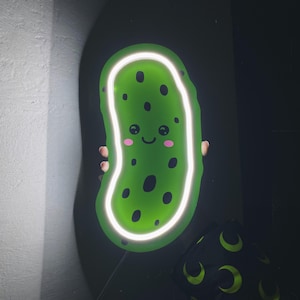 Cute Pickle Baller LED Neon Sign | Funny Cucumber Wall Art | Food Wall ...