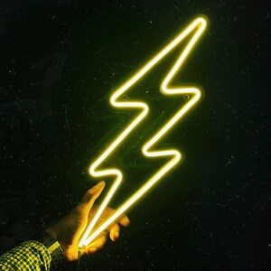 Lightning Bolt LED Neon Sign, Kids Night Light, Thunder Bolt Wall Decor ...