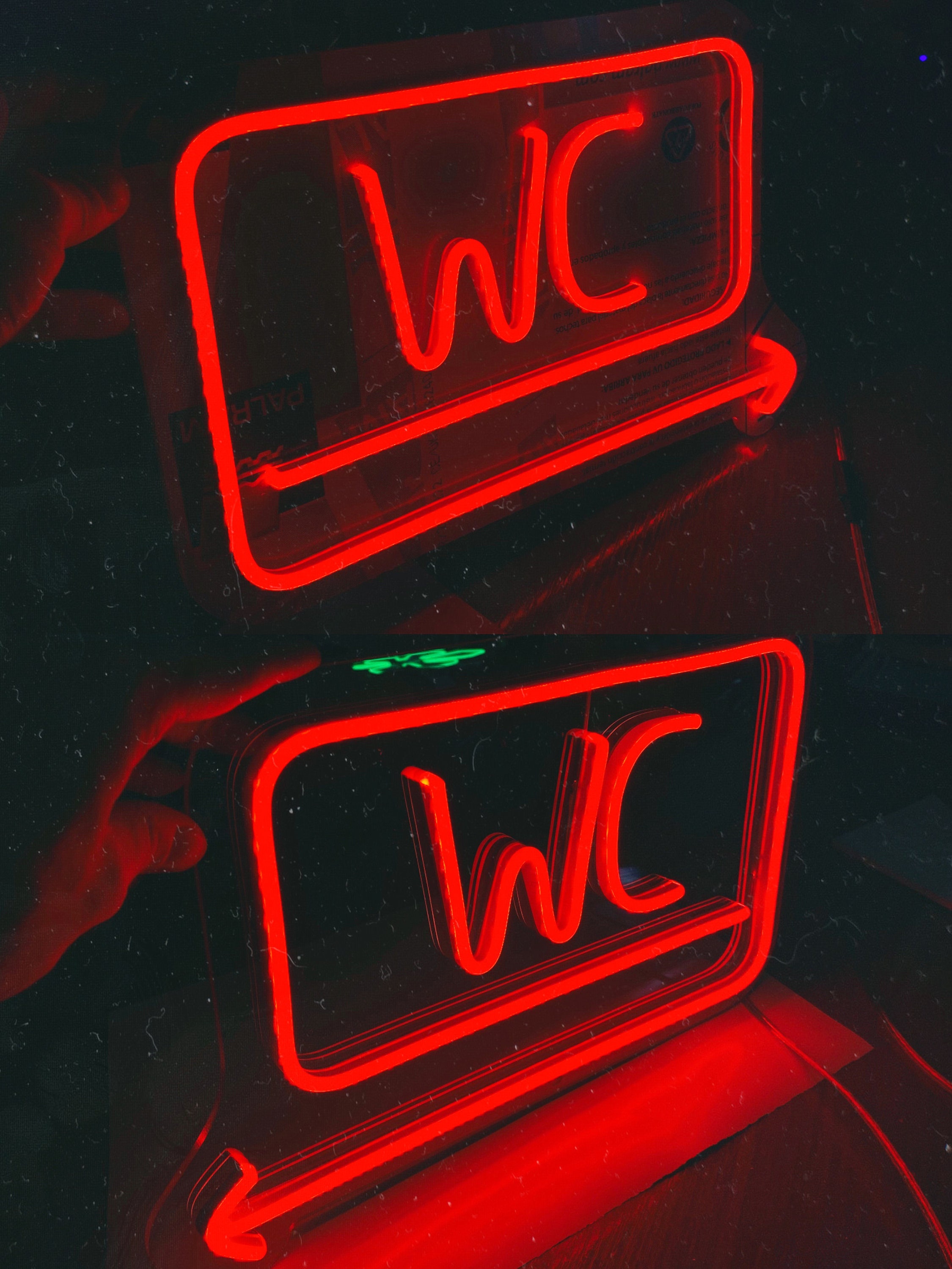 WC Restroom Neon Sign | Navigation Arrow Wall Decor for Business ...