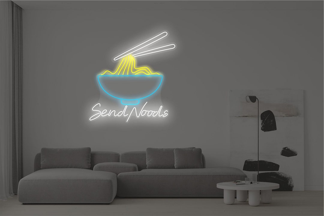 Send Noods LED Neon Sign, Ramen Bowl With Chopstick, Japanese Noodles ...