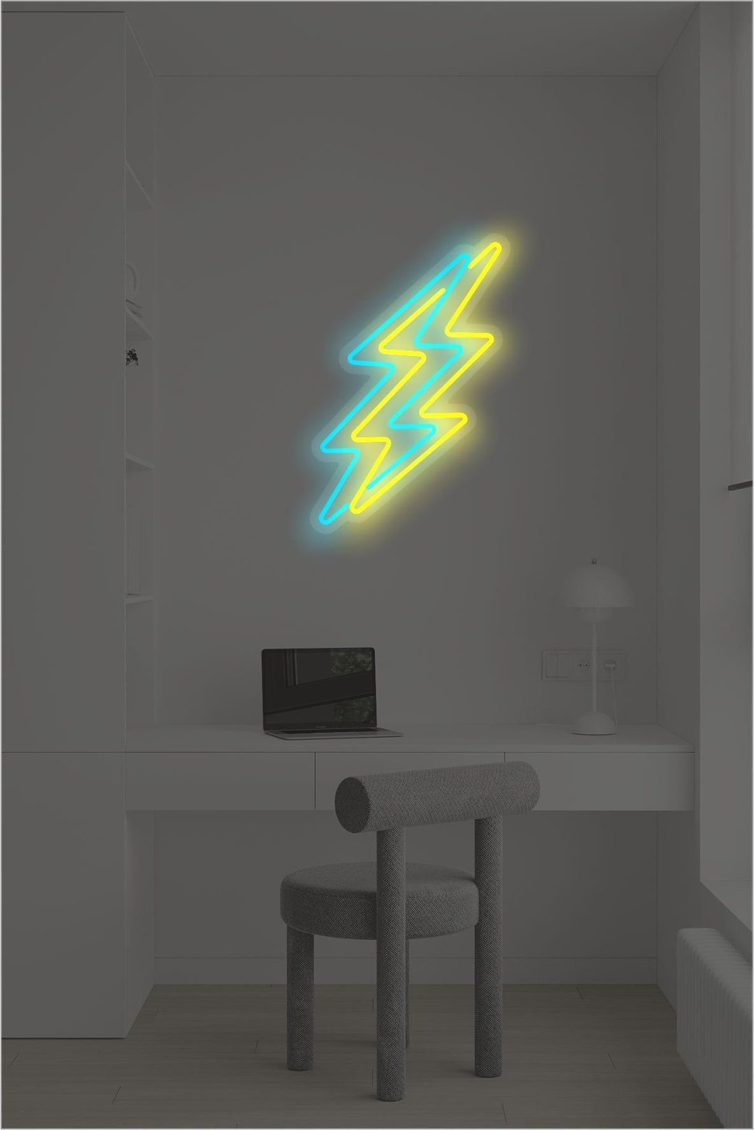 Lightning Bolt LED Neon Sign, Kids Night Light, Thunder Bolt Wall Decor ...