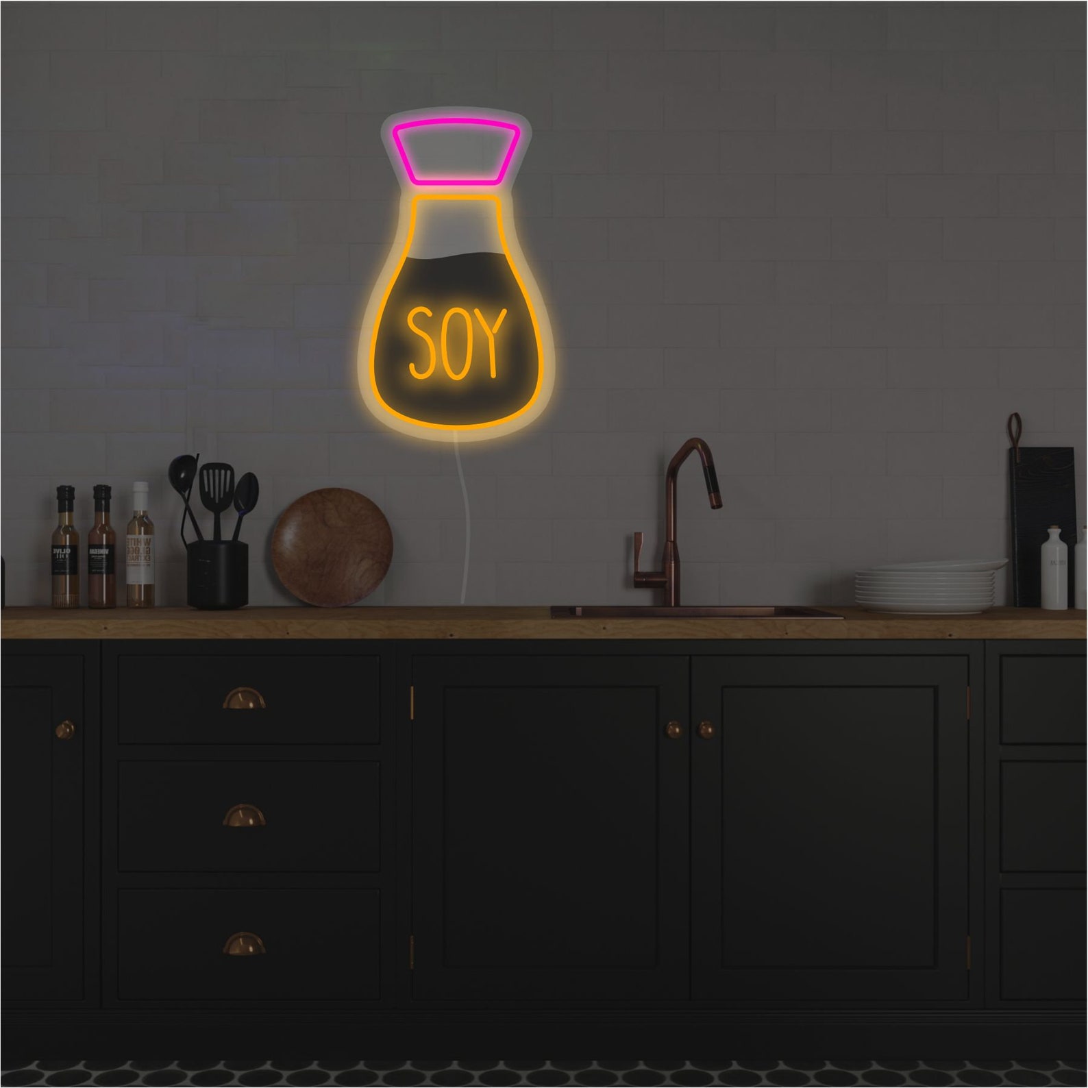 Soy Sauce LED Neon Sign | Kawaii Kitchen Wall Art | LED Decor for ...