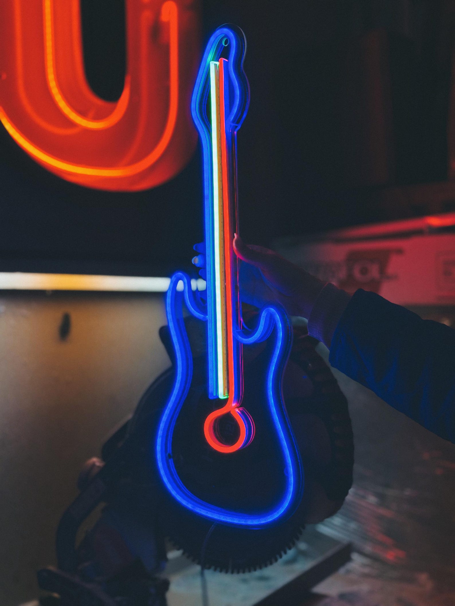 Guitar LED Neon Sign, Music Wall Decor, Music Studio - Customize Your ...