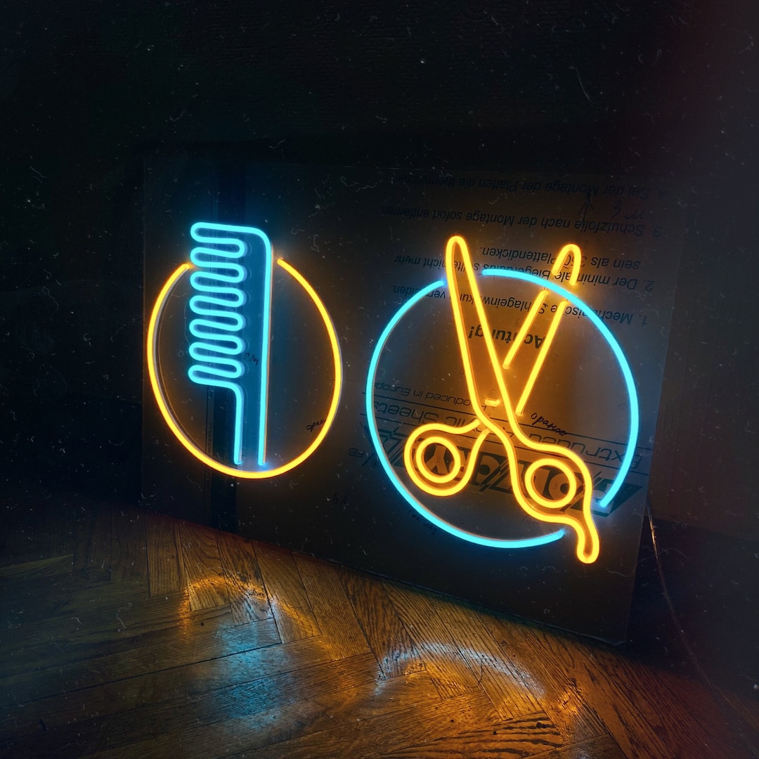 Comb and Scissors Led Neon Sign | Beauty Salon Decor | Hairdresser ...