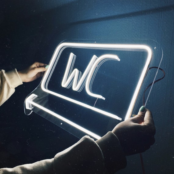 WC Restroom Neon Sign Navigation Arrow Wall Decor for - Etsy