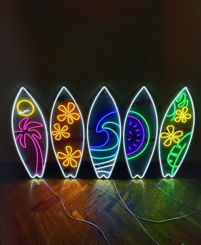 Surfboard LED Neon Sign | Gift for Surfer Girl | Beach House Gift ...