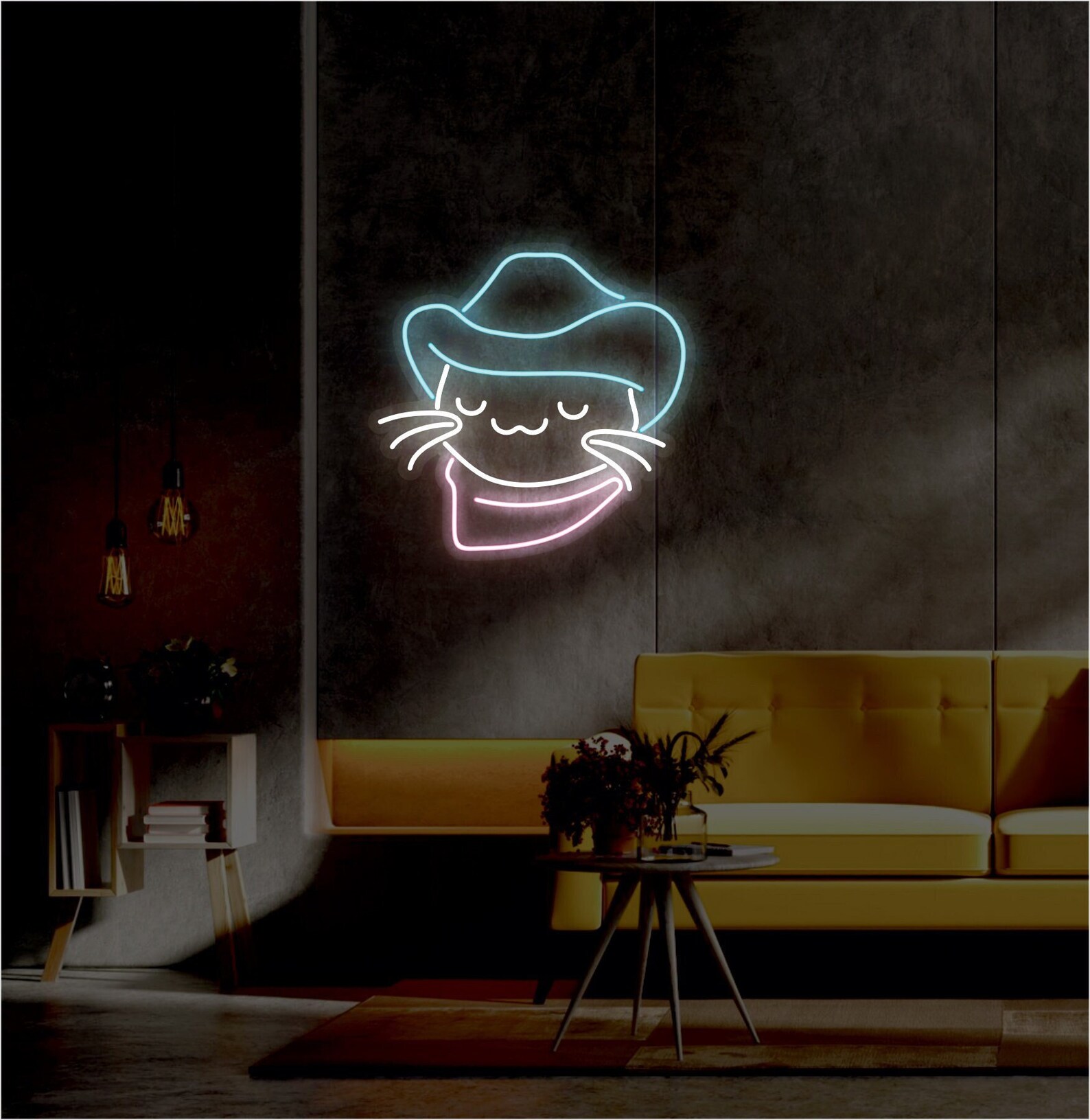 Cowboy Cat LED Neon Sign | Meowdy in Cowboy Hat | Fun and Quirky ...