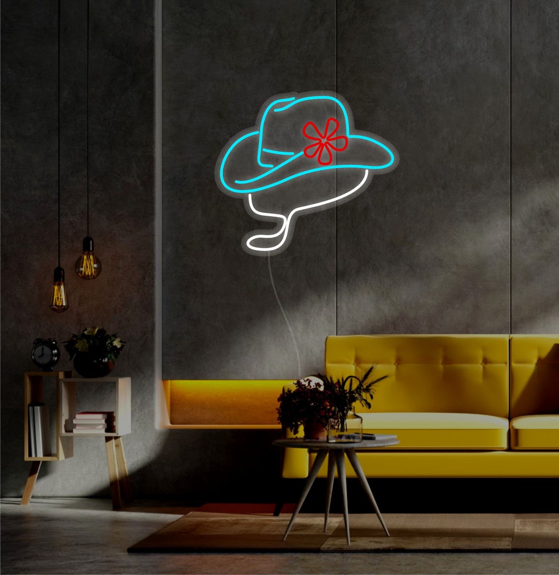Cowboy Hat LED Neon Sign Cute Cowgirl Hat Wall Art Cowboy - Etsy