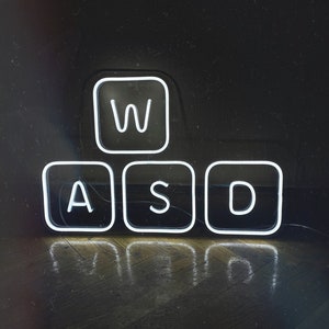 WASD LED Neon Sign, Decor for Game Room, Man Cave Sign, Streamer Room ...
