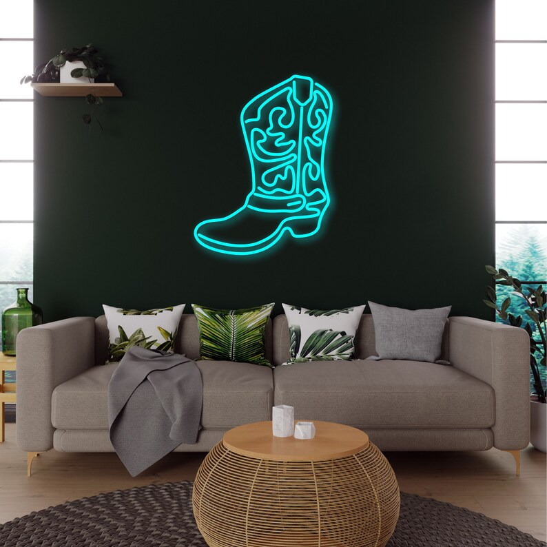 Cowboy Boot LED Neon Sign Cowgirl Boots Wall Art Western | Etsy